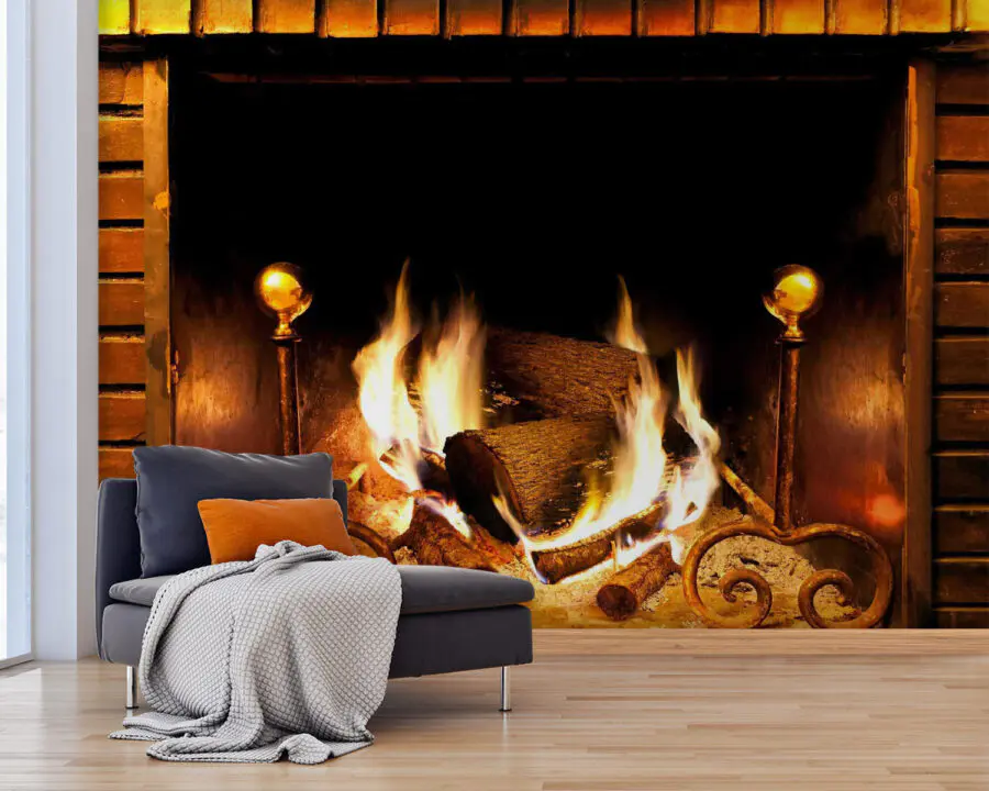 Mural Fireplace Large Fireplace Wall Decal, Fireplace Mantel Wall