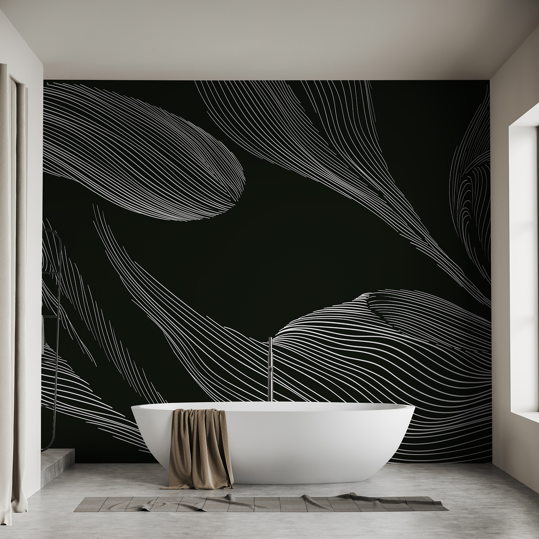 A white lines on a black background