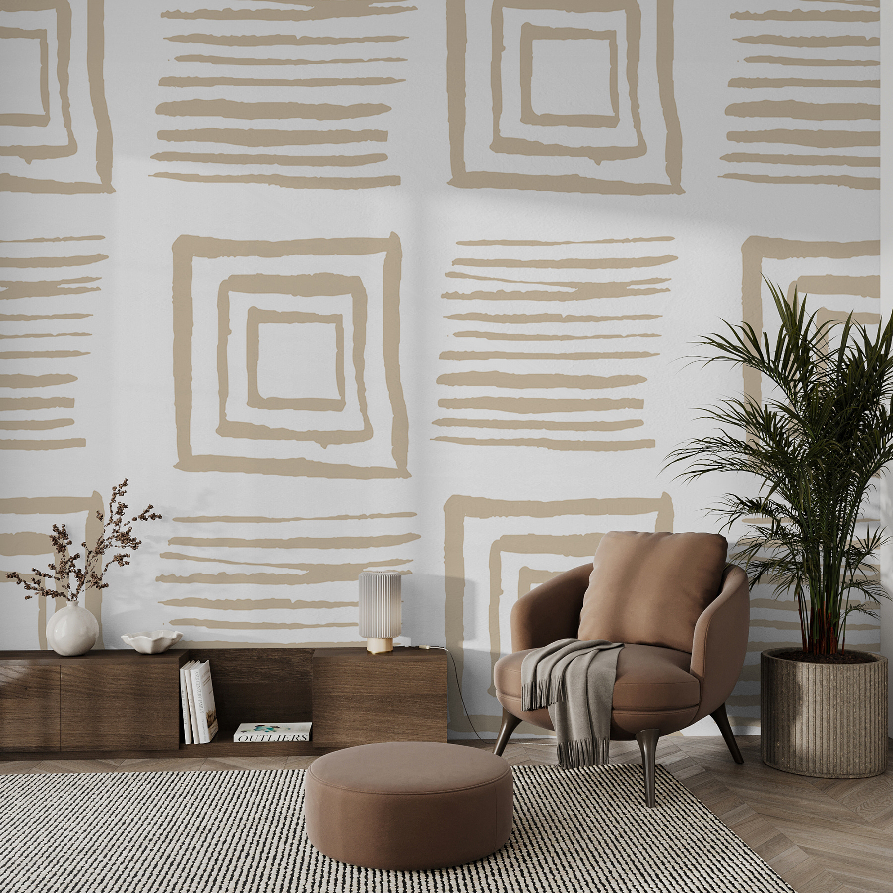 Wall murals Pattern of squares and lines : w07996v1 - Tapeko.co.uk